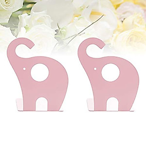 BESPORTBLE 2Pcs Kids Nonskid Bookends Heavy Duty Bookends Elephant Shaped Decorative Book Stopper Book Organizer for Shelves (Pink)