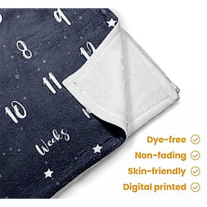Pavo Baby Milestone Blanket - Baby Monthly Milestone Blanket for Boys Girls - Sleeping Elephant Twinkle Little Star - Neutral First Year Growth Months Chart - Premium Shower Gifts for Newborn 60"x40"