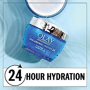 Olay Regenerist Hyaluronic Acid + Peptide 24 Gel Face Moisturizer for All Day Skin Hydration, Fragrance-Free, 1.7 oz with Niacinamide, includes Olay Whip Travel Size for Dry Skin