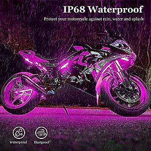 12PCS Motorcycle LED Underglow Kit, icicar Motorcycle Lights App Control Music Sync LED Motorcycle Lights Brake Feature Waterproof Dual Remote Motorcycle Underglow LED Light Kit for UTV ATV Golf Cart