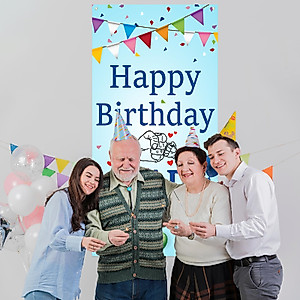 Labakita Blue Happy Birthday Dad Door Banner, Men's Birthday Decorations, Father Birthday Party Banner, Happy Birthday Banner for Men