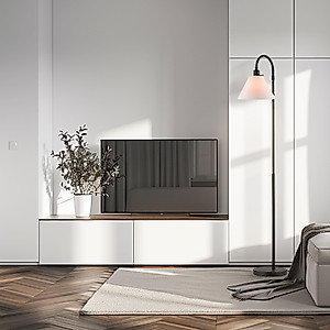 Globe Electric 67397 Barden 58" Floor Lamp, Black, Dark Gray Velvet Shade, On/Off Socket Rotary Switch