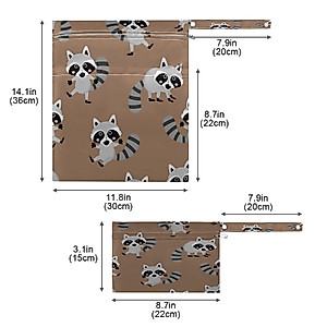 Kigai Cute Raccoon Waterproof Wet Dry Bag Reusable with Handle for Travel, Beach, Pool, Diapers, Toiletries 2Pcs