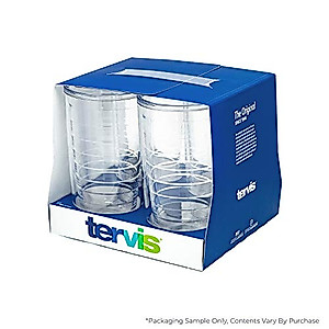 Tervis Made in USA Double Walled Clear & Colorful Tabletop Insulated Tumbler Cup Keeps Drinks Cold & Hot, 16oz - 4pk, Clear