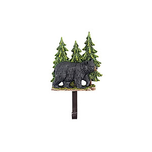 Comfy Hour Holiday Animal Collection, Decorative Black Bear in Forest Single Clothes Metal Hook, Key Hook, Wall Hanger