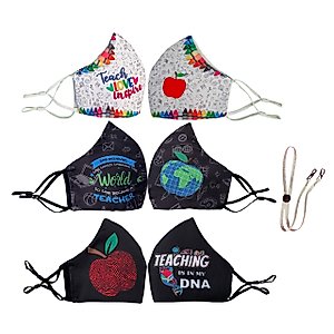Must NY 3PC - Pack of 3 Teachers Face Mask and Lanyard Reusable Cover | Breathable Bandanna with Filter Slot | Inside Layer Cotton 100% | Men Women | Back to School
