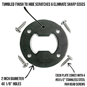 Stainless Steel Bottle Opener Hardware, 20-Pack, Round Bottle Opener Insert, Bottle Opener Kit Woodturning comes with 4 SS Screws, Bottle Opener Blanks, Circle Bottle Opener (20)