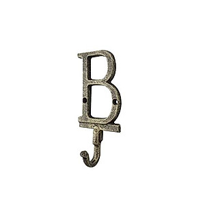 Handcrafted Nautical Decor Rustic Gold Cast Iron Letter B Alphabet Wall Hook 6"