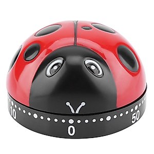 Ladybug Kitchen Timers, Cute Cooking Timer Baking Clock 60 Minute Mechanical Manual Clockwork Alarm No Battery Required for Classroom Bathroom Reading Sports Baking Gifts Game Exercise Office