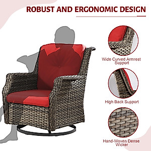 Yokayoay Wicker Swivel Rocking Chair, Outdoor Rattan Rocker Chair, Patio Conversation Chair for Deck Porch Backyard Balcony