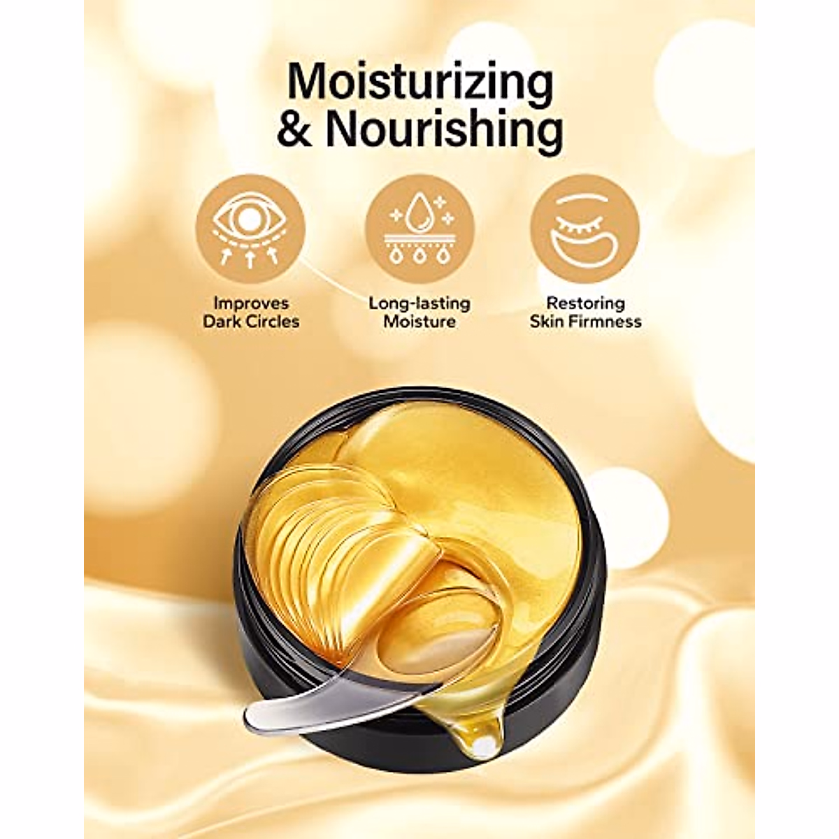 Komoko 24K Gold Under Eye Patches (60 Count), Skin Care, Golden Under Eye Mask Anti-Aging Collagen & Amino Acid, Eye Mask for Removing Dark Circles, Puffiness and Wrinkles, Refresh Your Under Eye Skin