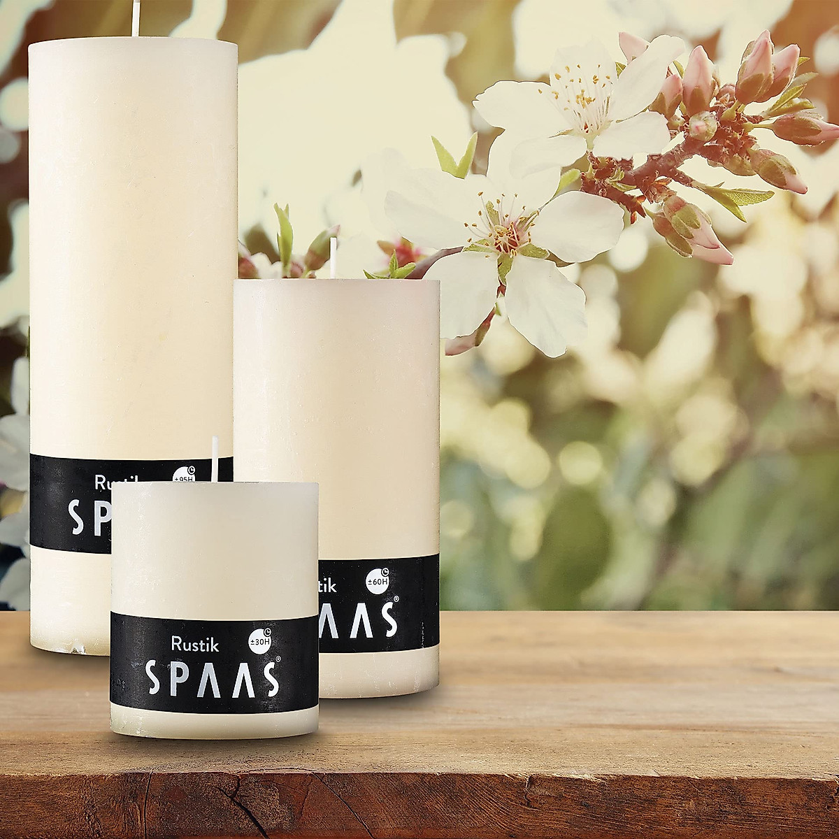 SPAAS Rustic Ivory Pillar Candles - 2.7" X 7.5" Decorative Candles Set of 4 - Clean Burning and Dripless Unscented Rustic Pillar Candles for Home Decorations, Party, Weddings, Spa, Restaurant