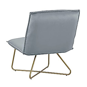 Linon Light Grey Velvet Gold Metal Base McAllister Accent Chair