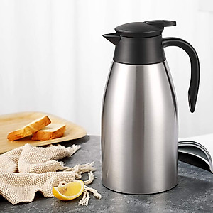 68oz Coffee Carafe Airpot Insulated Thermos Urn Stainless Steel Vacuum Thermal Pot Flask for Hot Beverage / Water, Tea - Keep 12 / 24 Hours Hot / Cold …