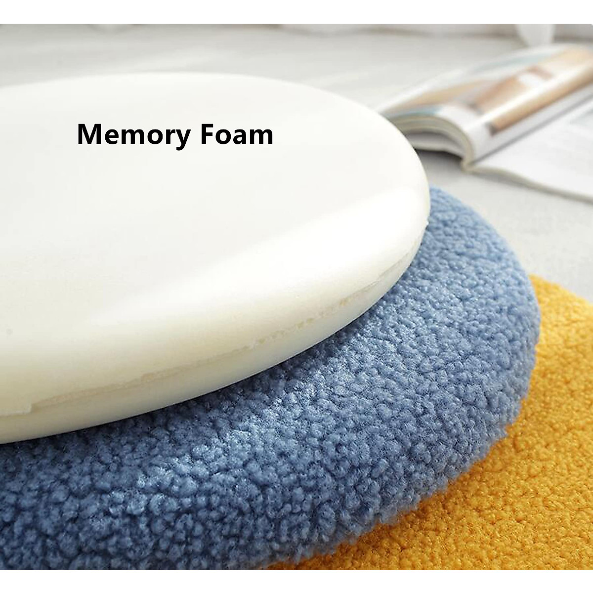 Happiness Decoration Bar Stool Cushion Round Memory Foam Seat Cushions Plush Non Slip Cushion Pads Cover Tatami Kitchen, Home, Office Chair Pads with Zipper Washable (14 inch, Light Brown)