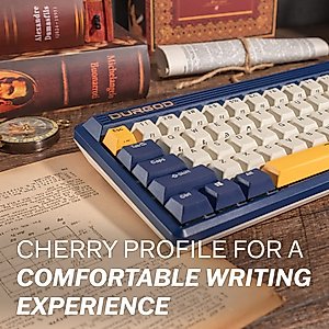 DURGOD Fusion Mechanical Retro Keyboard | 65% Layout | Wireless 2.4 GHz, Bluetooth 5.0, USB C | Doubleshot PBT | Up to 40 Days Battery Life | Windows, Android, iOS (Cherry MX Speed Silver, Navigator)