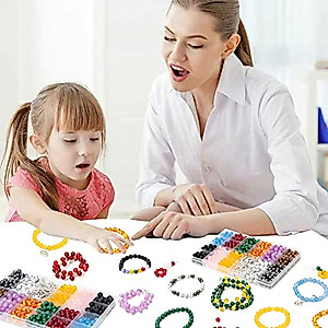 PAVA 440Pcs Crystal Beads for Bracelet Making Kit, 8mm Gemstone Beads Jewelry Making,Round Natural Stone Beads with Spacer Beads and Pendant Charms for DIY Jewelry Bracelets and Necklace Making