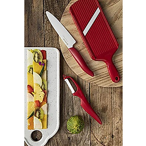 Kyocera Revolution Series Ceramic Santoku, Chef Knife for Your Cooking Needs, 5.5”, Red