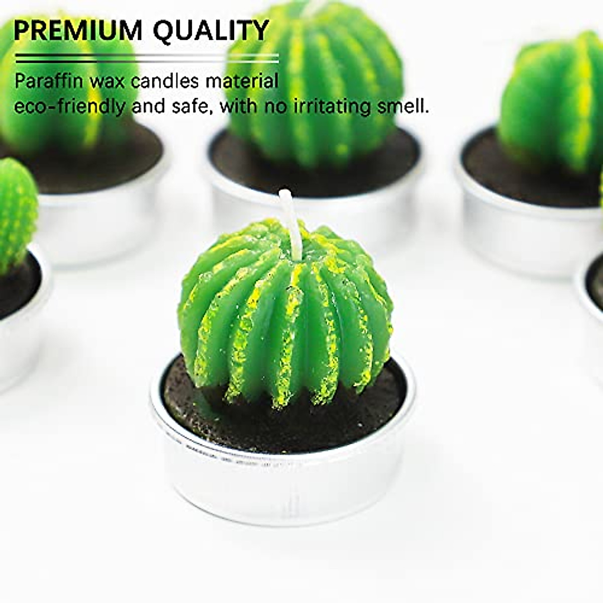 24PCS Cactus Tealight Candles Set, FULANDL Handmade Delicate Succulent Cactus Tealight Candles, Artificial Succulent Plants Candles for Party, Festival, Birthday, Wedding, Home Decor