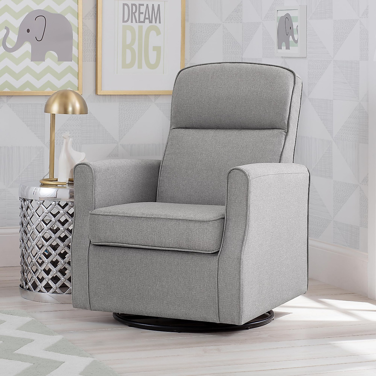 Delta Children Blair Slim Nursery Glider Swivel Rocker Chair, French Gray