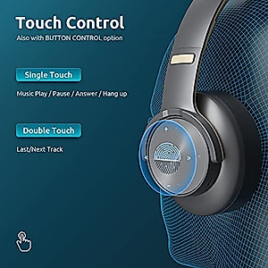 ELEHOT Direct Bluetooth Over-Ear Headphone Wireless Audio Touch Control Foldable and Built-in Microphone