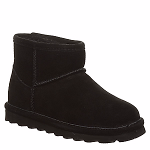 BEARPAW Alyssa Youth Black Size 2 | Youth 's Ankle Boot | Youth 's Slip On Boot | Comfortable Winter Boot