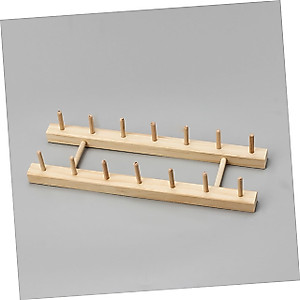 STOBOK Sewing Storage Rack Wood Thread Racks Wooden Thread Holder Sewing Thread Rack Holder Embroidery Thread Rack Yarn Holder Dispenser Crochet Yarn Ball Holder Solid Wood Tool, 29.50X9.80X4.70CM