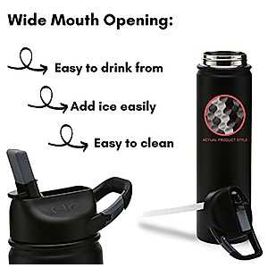 Seriously Ice Cold SIC 27oz Insulated Water Bottle Thermos, Premium Triple Layer Vacuum Stainless Steel, BPA Free Wide Mouth Lid with Carabiner Clip