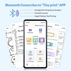 Label Maker Machine with Tape, Portable Bluetooth Label Printer, Small Smart Phone Handheld Sticker Mini Labeler Multiple Templates Font Icon Easy to Use Inkless Rechargeable F Office Home