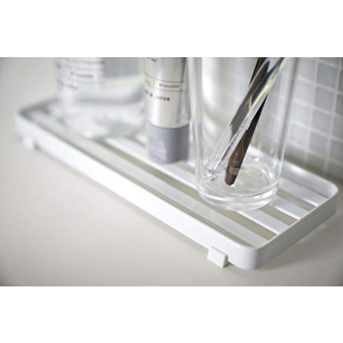 Yamazaki Home Tower bathroom trays, One Size, White