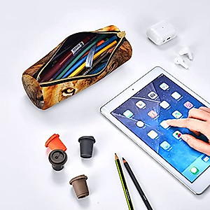 GLOVET lion Pencil Case Pouch for Girls Boys Adults Durable Pencil Bag Box With Zipper Aesthetic Stationery Pencil Case Organizer Cosmetic Bag for School Office