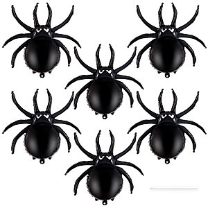 6 Pcs Spider Balloons,33 Inch Large Halloween Black Spiders Balloon Spider Foil Balloons Mylar Balloons for Halloween Party Birthday Haunted House Spooky Decoration Supplies