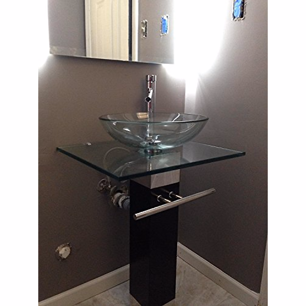 QIERAO Glass Vessel Bathroom Vanity Sink (Vaniy)