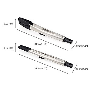 Joseph Joseph Elevate Fusion Set of 2 Silicone Tongs with Integrated Tool Rests, Stainless Steel