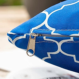 YASRKML 16 x16 inch Waterproof Outdoor Throw Pillow Covers Set of 2, Decorative Farmhouse Square Pillow Cushion Cases UV Protection, Modern Pillowcase for Patio Garden Balcony (Navy Blue)