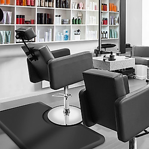 Saloniture 3 ft. x 5 ft. Salon & Barber Shop Chair Anti-Fatigue Floor Mat - Black Rectangle - 7/8 in. Thick