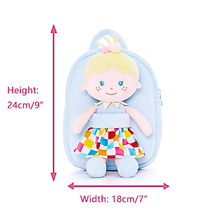 Onetoo Toddler Kids Backpack with Soft Baby Dolls in Plaid Dress 9.5"