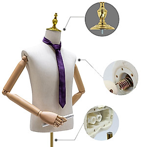 Male Mannequin Torso Body, Men Maniquine Dress Form with Flexible Solid Wood Arm, 47.24"-76.77" Height Adjustable Manikin with Detachable Shoe Holder Pants Rack for Clothing Suit Display
