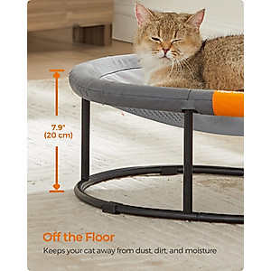 Feandrea Pet Bed, Cat Hammock, Elevated Cat Bed for Multiple Cats, with Removable Washable Mesh, for Pets up to 20 lb, Oval, Gray UPCB001G01