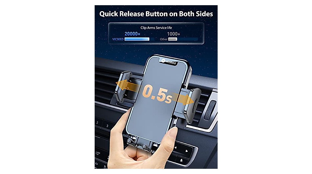 VICSEED Car Phone Mount – 3-in-1 Stable & Universal Phone Holder