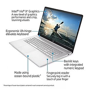HP 17 inch Laptop with Backlit Keyboard, Intel Core i7-1165G7 Processor, Intel Iris Xe Graphics, 17.3 inch FHD Display, Backlit Keyboard, Fingerprint Reader, HDMI, Windows 11 Home(32GB RAM | 1TB SSD)
