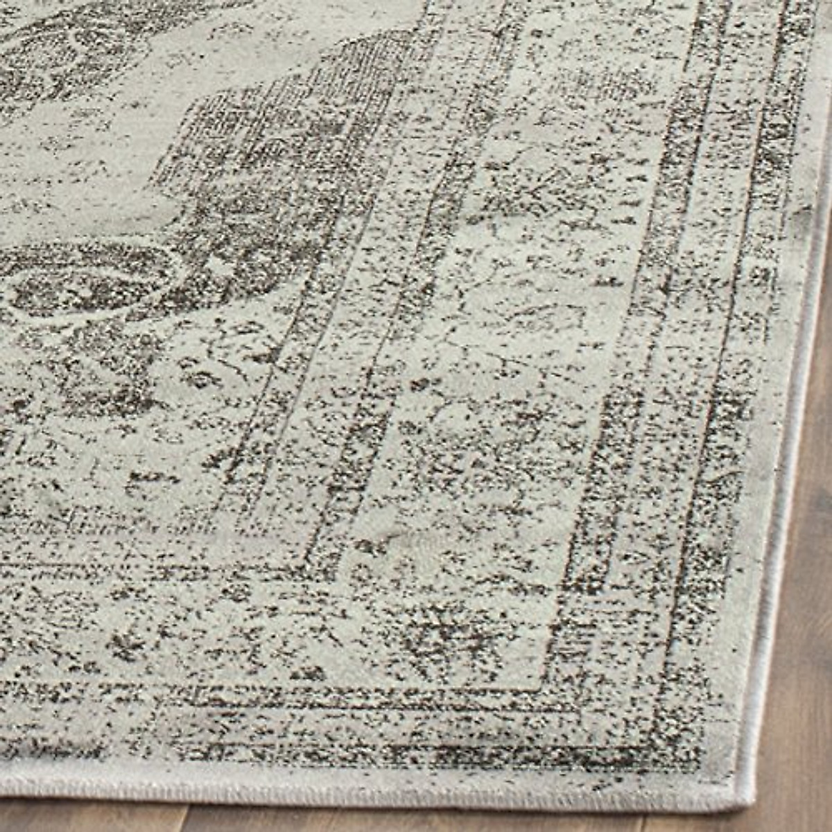 SAFAVIEH Vintage Collection Area Rug - 10' x 14', Grey & Multi, Oriental Traditional Distressed Viscose Design, Ideal for High Traffic Areas in Living Room, Bedroom (VTG158-770)