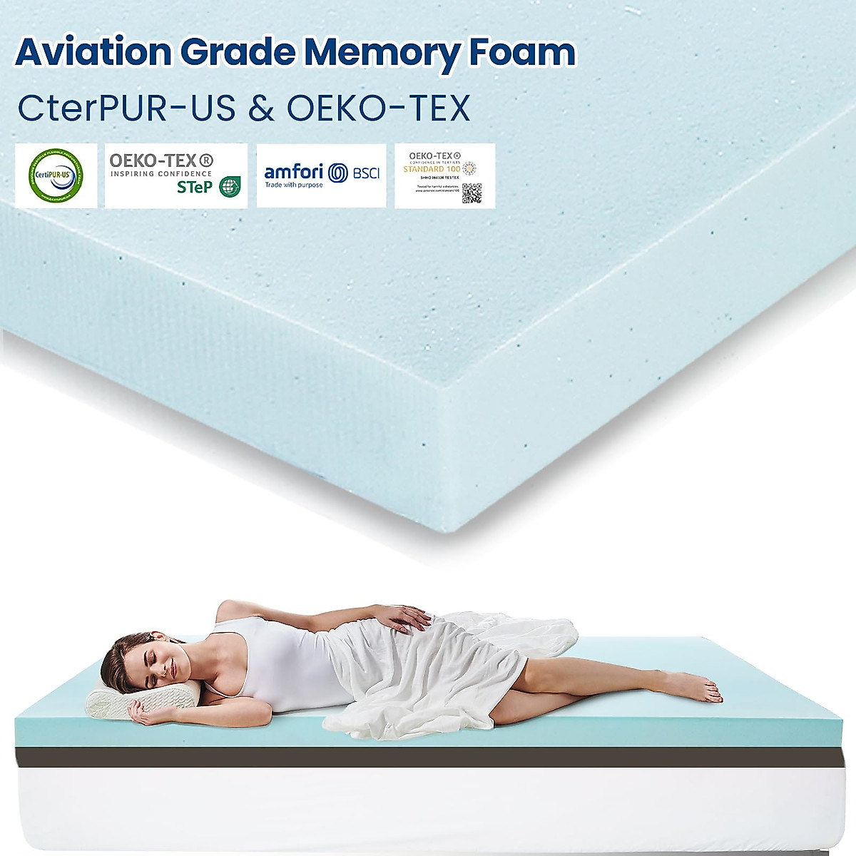EDILLY 3 Inch Cooling Gel Memory Foam Mattress Topper Full Size, with Removable Soft Cover, Comfort Body Support & Pressure Relief