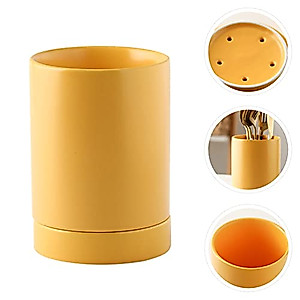 1 Set Storage Multipurpose Home Rest Holder Ceramic Rack Canister Utensil Caddy and Tool Pen Fork Ware Makeup Matte Kitchen Basket Spoons Spatulas with Decoration Counter