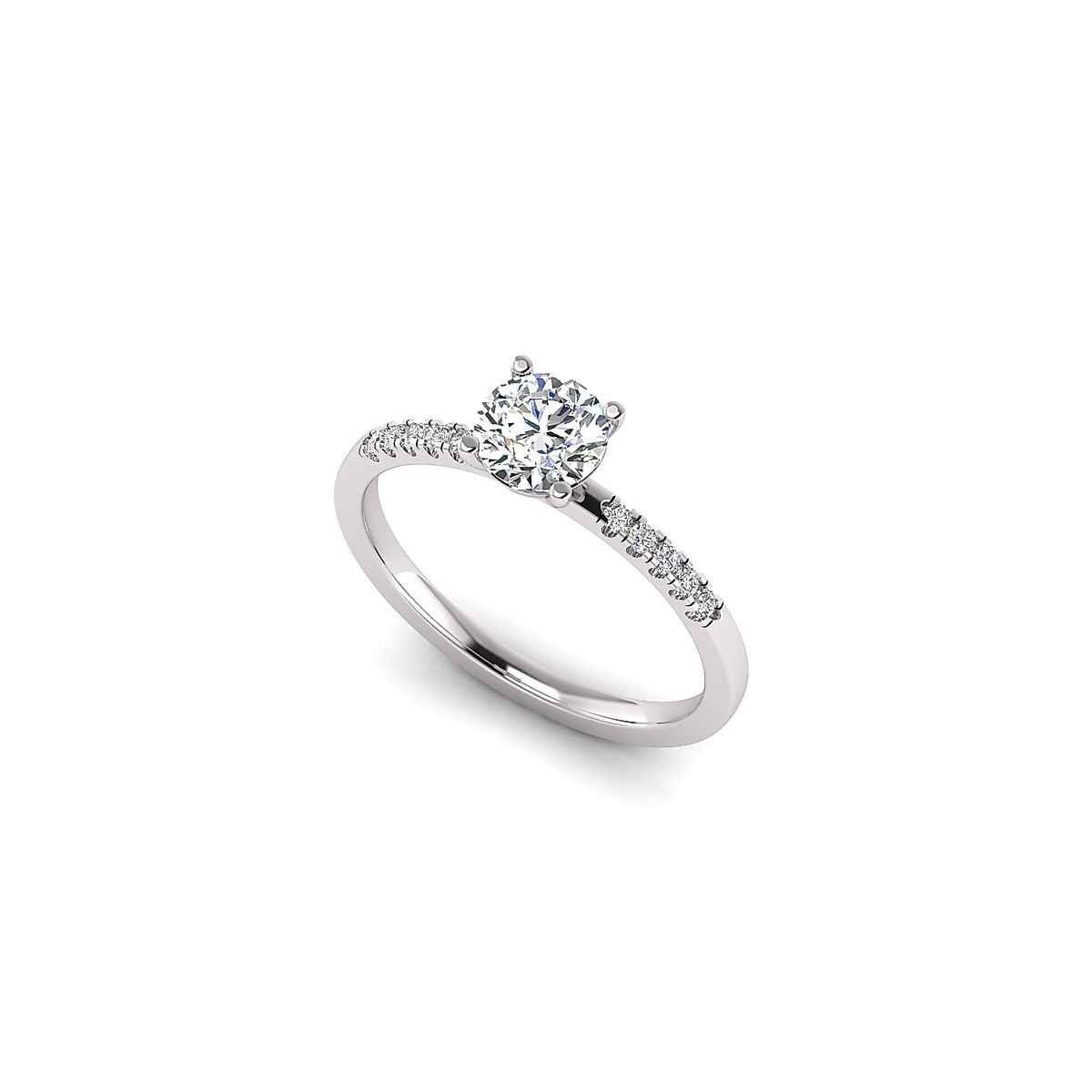1.00 Carat TW Women's Moissanite and Natural Diamonds Engagement Ring in 10k White Gold, Size 9