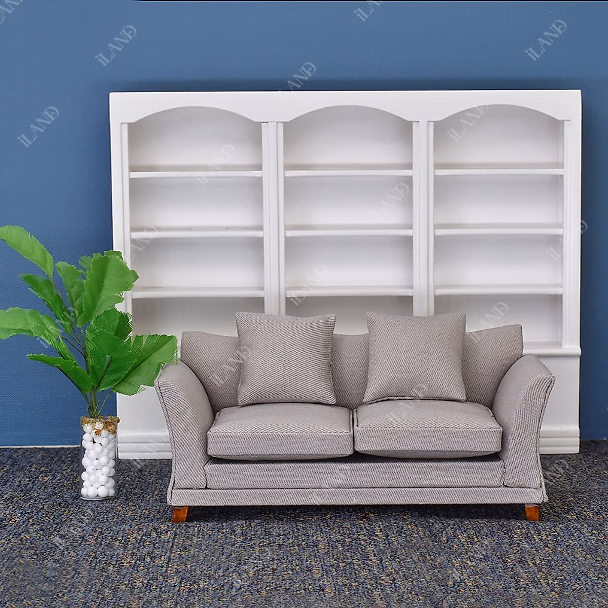 iLAND Modern Dollhouse Furniture on 1/12 Scale, Miniature Couch for Dollhouse Living Room (Khaki Drills)