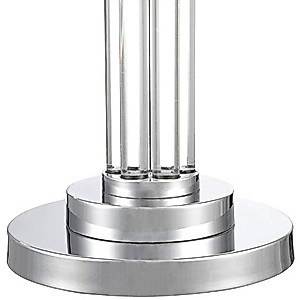 Possini Euro Design Cadence Modern Glam Style Floor Lamp Art Deco 62" Tall Brushed Nickel Crystal Glass Standing Column Linen Fabric Drum Shade for Living Room Reading House Bedroom