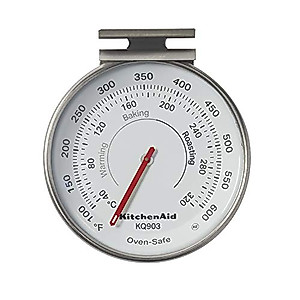 KitchenAid KQ903 3-in Dial Oven/Appliance Thermometer, TEMPERATURE RANGE: 100F to 600F, Stainless Steel