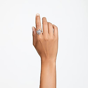SWAROVSKI Volta Ring, Bow-Inspired Cocktail Ring with Clear Crystals on a Rhodium Finished Setting, Size 6, Part of the Volta Collection