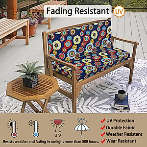 Magpie Fabrics Patio Bench Cushion Cover 45x18x3 Inch, NO Insert! Water&Fade Resistant Outdoor Loveseat Replacement Cover with Zipper (Heronsbill Navy)